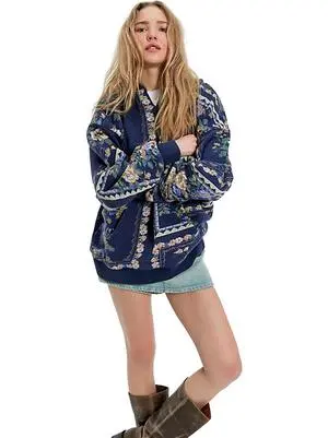 Free People We The Free It's A Vibe Printed Hoodie - Dark Night Combo