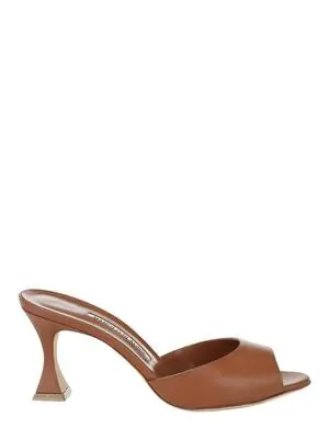 Manolo Blahnik Jadarona 70mm Leather Mules - Brown