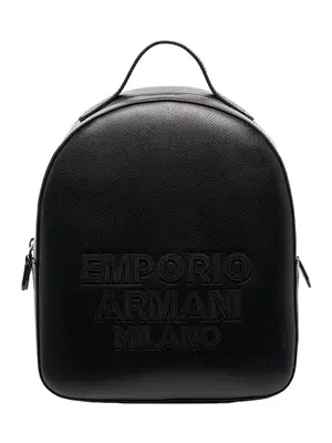 Emporio Armani Embroidered Logo Backpack - Black