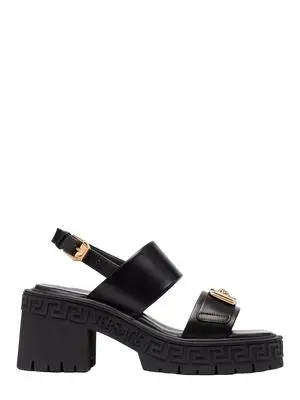 Versace Medusa Plaque Sandals - Black