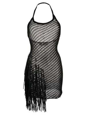 1017 ALYX 9SM 1017 ALYX 9SM Fringe-Trim Crochet-Knit Mini Dress