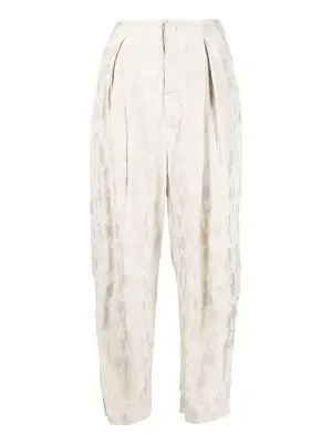 UMA WANG Floral-print Tapered Trousers - Grey