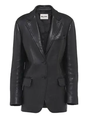 MIU MIU Miu Miu Nappa Leather Single-Breasted Blazer