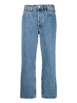RE/DONE High-waisted Straight-leg Jeans - Blue