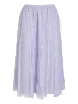 Red Valentino Pleated Point D'esprit Midi Skirt - Lavender