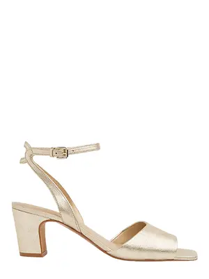 Whistles Emerson Heeled Metallic Leather Sandals - Gold
