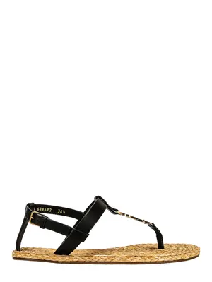 Saint Laurent Cassandra Flat Sandals - Nero