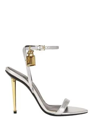 TOM FORD Padlock 105mm Laminated Sandal - Silver