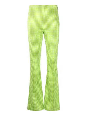 MSGM Check-pattern Flared Trousers - Green