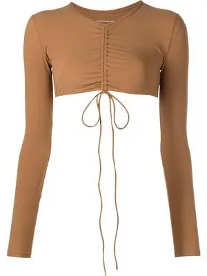 Christopher Esber Ruched Long-sleeve Top - Brown