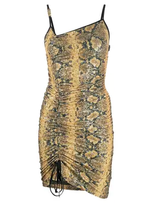 Gcds Snakeskin Print Mini Dress - Yellow