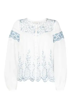 LoveShackFancy Embroidered Blouse - White