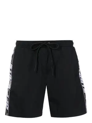 Off-White Logo-tape Swim Shorts - Black