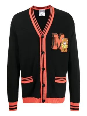 Moschino Embroidered Toy-bear Patch Cardigan - Black