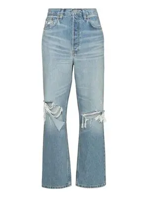 RE/DONE Ripped Straight-leg Jeans - Blue