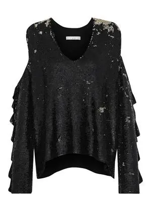 IRO PARIS Cold-shoulder Sequined Top - Black