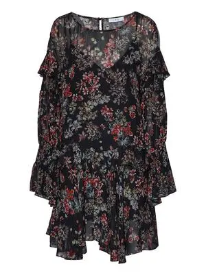 IRO PARIS Averen Floral-print Chiffon Mini Dress - Black