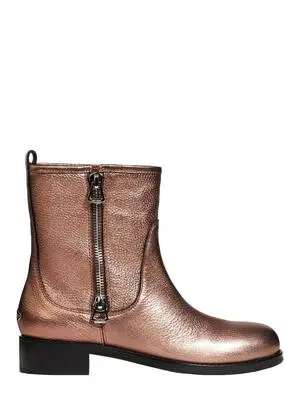 JIMMY CHOO Dondo Metallic Pebbled-leather Boots - Antique Rose