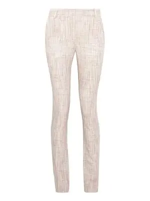 Victoria Beckham Mélange Woven Slim-leg Trousers - Beige