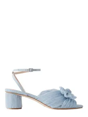 LOEFFLER RANDALL Dahlia Bow-embellished Plissé-organza Sandals - Blue