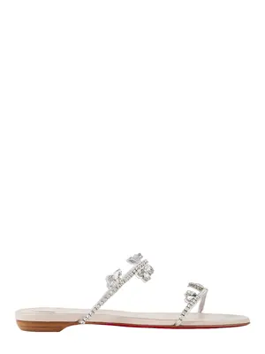 CHRISTIAN LOUBOUTIN Just Queenie Crystal-embellished Sandals - Silver