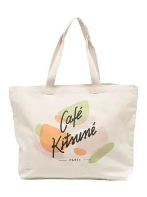 Maison Kitsuné Logo-print Tote Bag - Neutrals