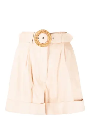 Zimmermann Dancer Belted Tailored Shorts - Neutrals