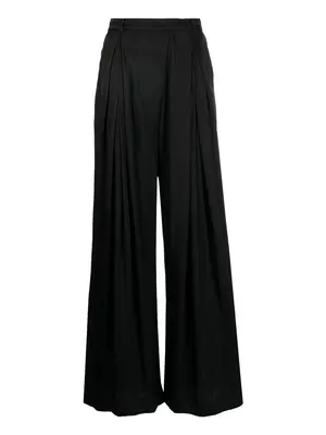 Goen.j Wide-leg Pleated Trousers - Black
