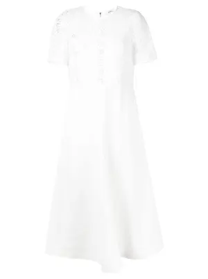 Goen.j Macramé-panel Midi Dress - White