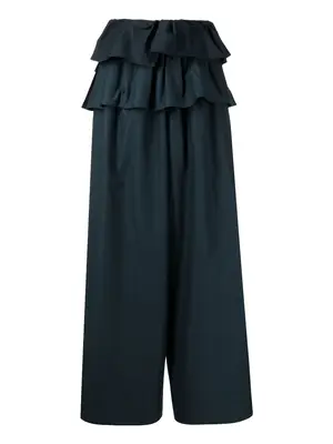 Goen.j Layered Ruffled Wide-leg Trousers - Blue