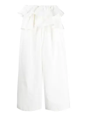Goen.j High-waisted Ruffled Trousers - White