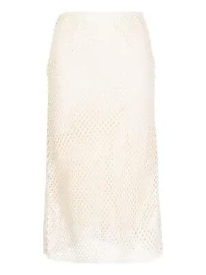 Goen.j Open-knit Midi Skirt - White