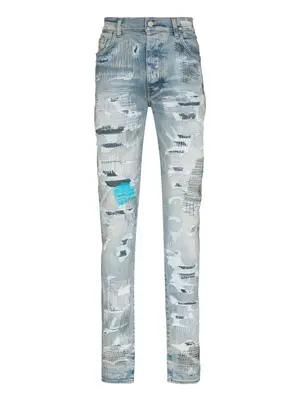 Amiri Distressed-finish Skinny Jeans - Blue