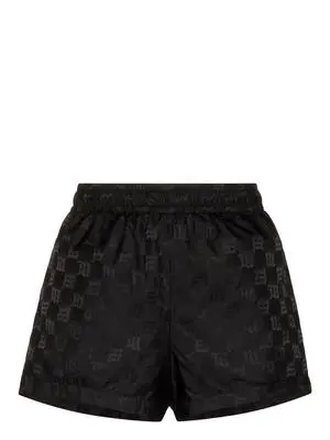 MISBHV Monogram Print Elasticated Waistband Shorts - Black