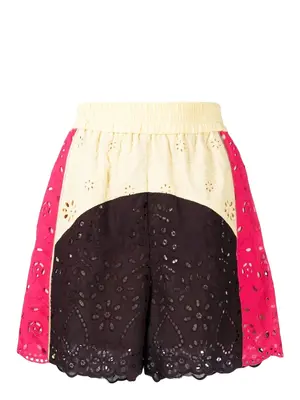 Goen.j Broderie-anglaise Floral-lace Track Shorts - Multicolour
