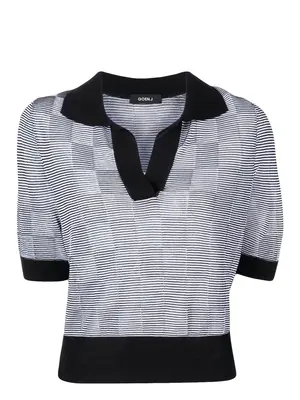 Goen.j Checkerboard-print Cropped Top - Black
