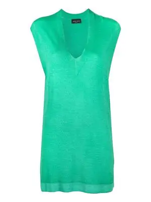 ROBERTO COLLINA V-neck Sleeveless Sweater - Green