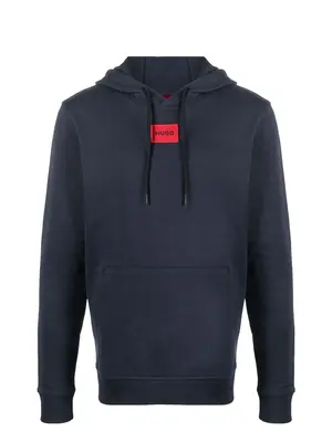 Hugo Logo-patch Detail Hoodie - Blue