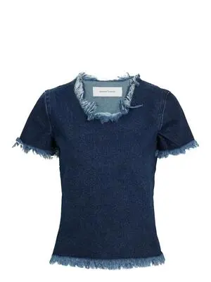MARQUES' ALMEIDA Frayed Denim Top - Dark Denim