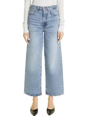 TOTEME Rigid Organic Cotton Flare Leg Jeans - Worn Blue