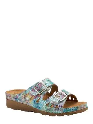 SPRING STEP SHOES Flexus By Spring Step Delphis Slide Sandal Turquoise Multi