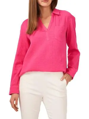 Chaus V-neck Collared Blouse - Party Pink