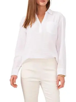 Chaus V-neck Collared Blouse - White
