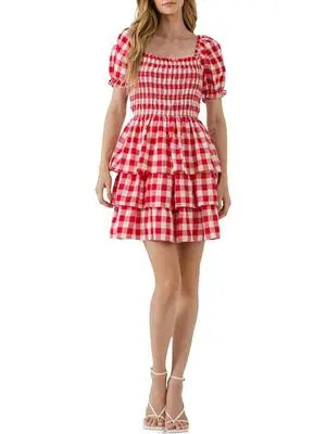 ENGLISH FACTORY English Factory Gingham Smocked Minidress