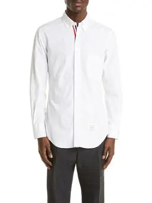 Thom Browne Classic Fit Poplin Button-up Shirt - 100 White