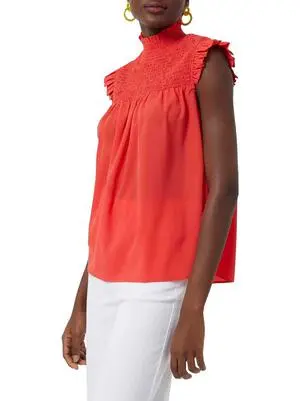 French Connection Boza Smocked Top - Hibiscus