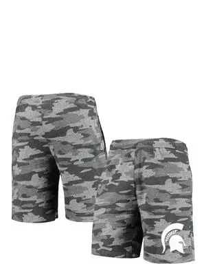 CONCEPTS SPORT Michigan State Spartans Camouflage Lounge Shorts - Charcoal