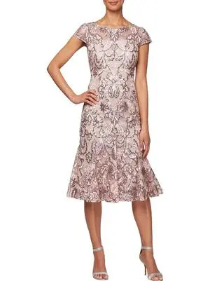 Alex Evenings Alex Evenings Sequin Cocktail Dress Blossom