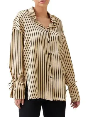 4TH & RECKLESS Rodell Tie Cuff Shirt - Stripe