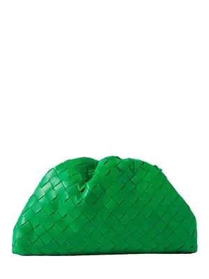 Bottega Veneta Teen Pouch Gathered Intrecciato Clutch - Green
